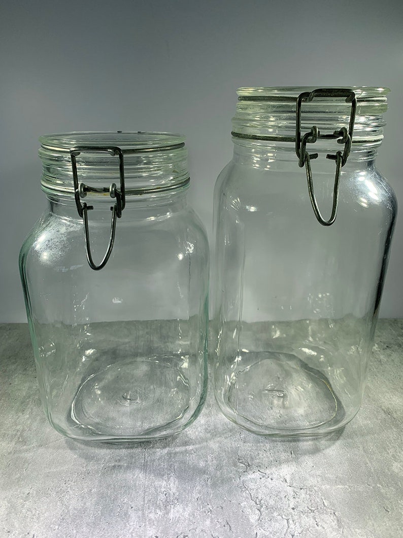 Italian Clear Glass Canister Jars - Etsy