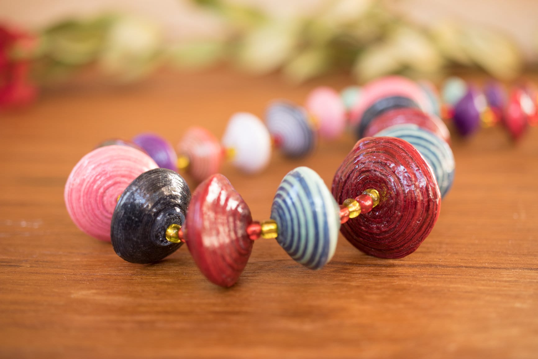 Colorful Paper Beads Necklace, Handmade Uganda, African, Eco - Friendly ...