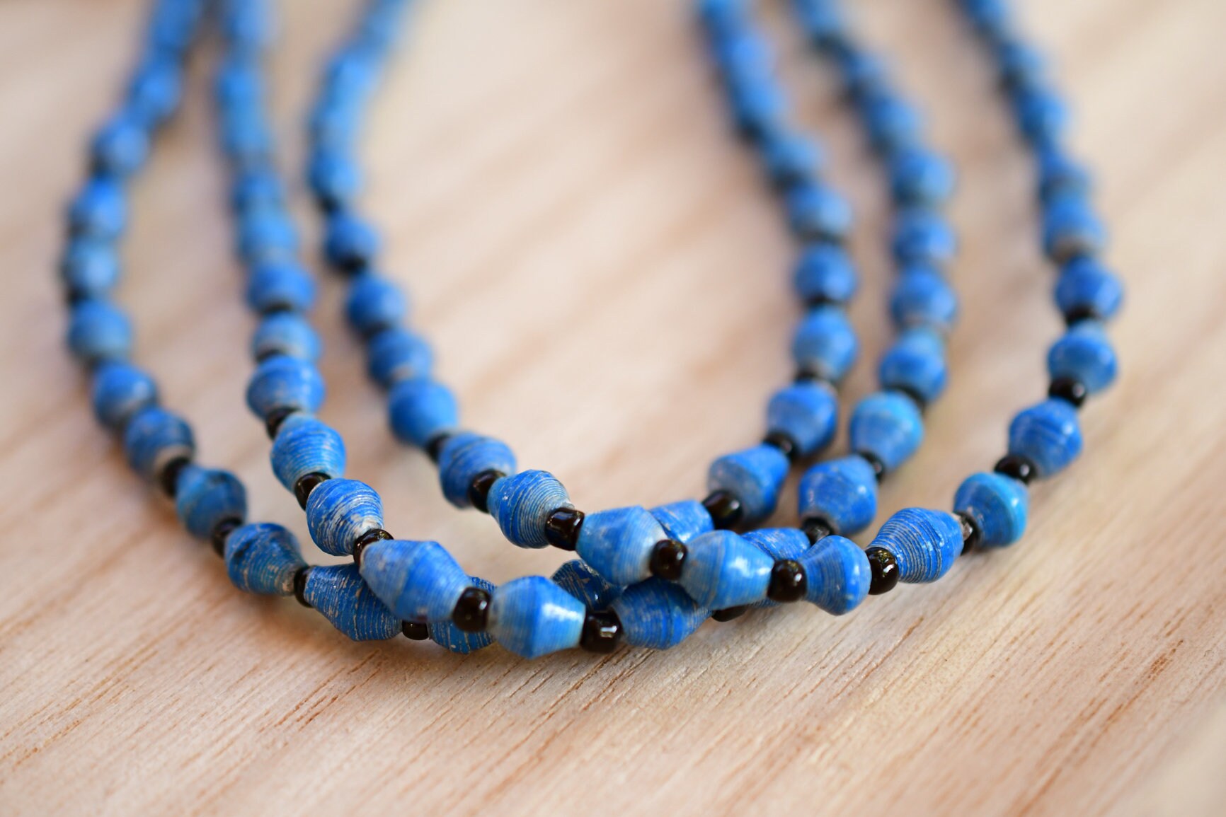 Blue Paper Beads Necklace, Handmade Uganda, African, Eco - Friendly ...