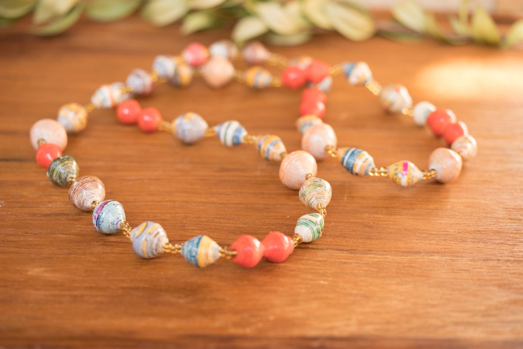 Paper Beads Necklace, Handmade Uganda, African, Eco - Friendly, Jewelry ...
