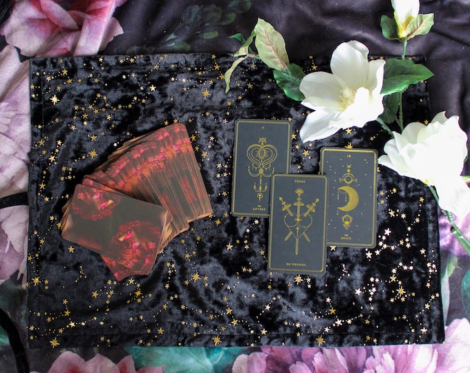 Tarot Mat Colour DARK STAR, Black & Gold Altar Cloth, Book Wrap, Tarot ...