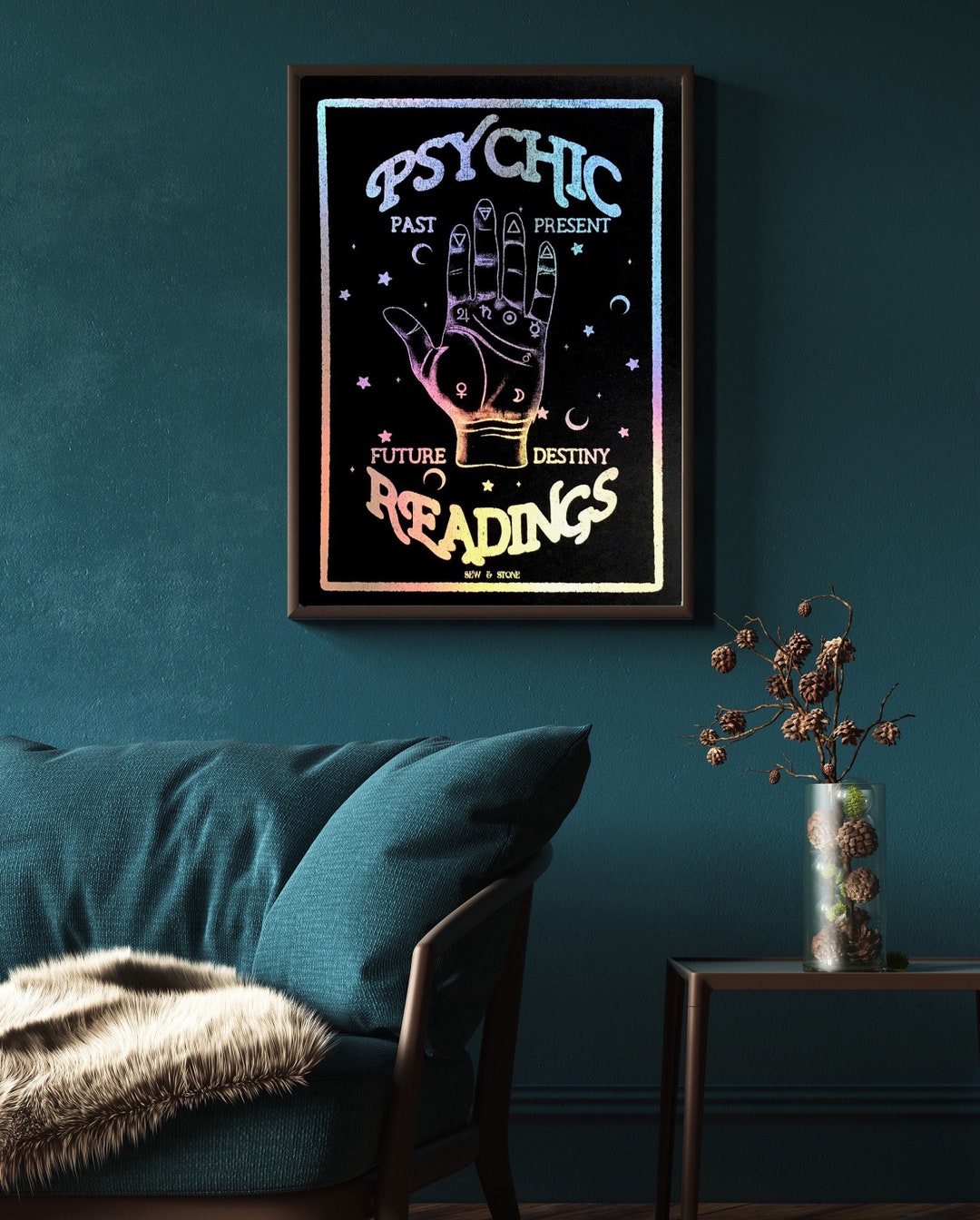 Psychic Reading Sign Foil Print, Foil Print, Astrology Prints, Zodiac ...
