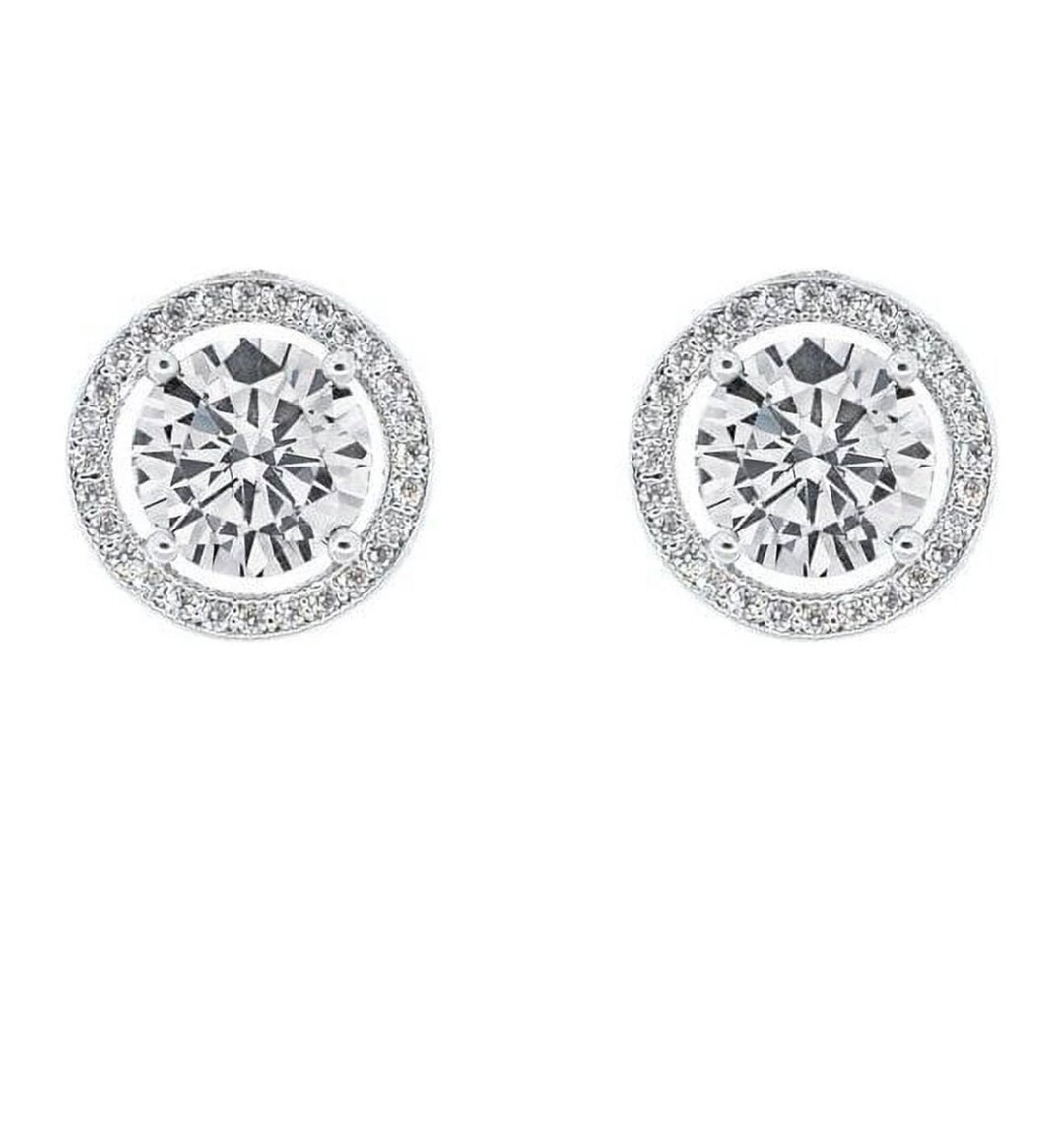Cate & Chloe Ariel 18k White Gold Plated Halo Stud Earrings for Women ...