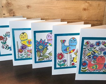 Folk Art Cards - Etsy