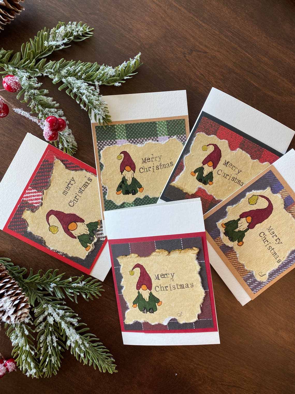 Gnome Christmas Cards Set of 5 - Etsy Canada