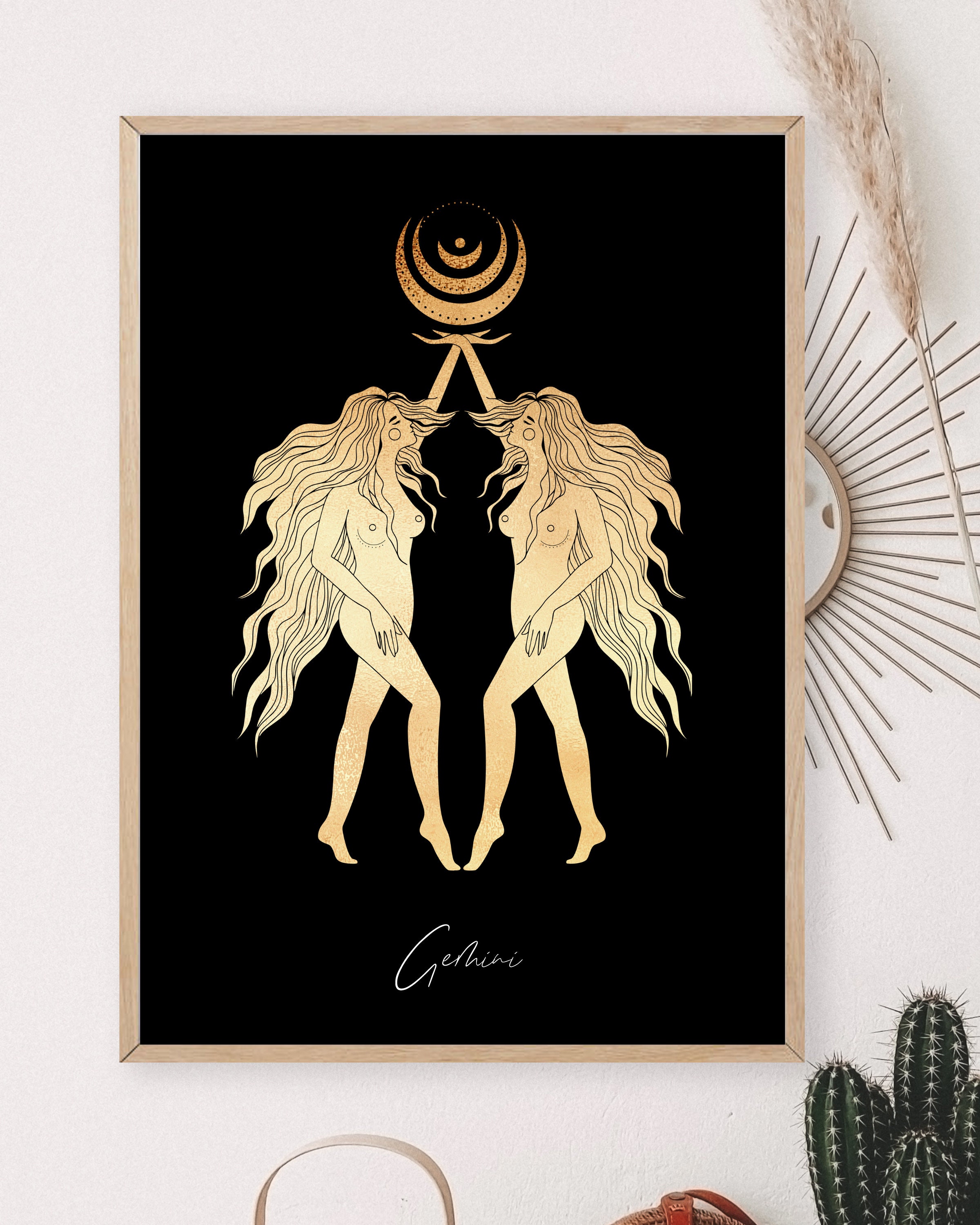 Gemini Goddess Poster Zodiac Sign Wall Hanging Astrology | Etsy