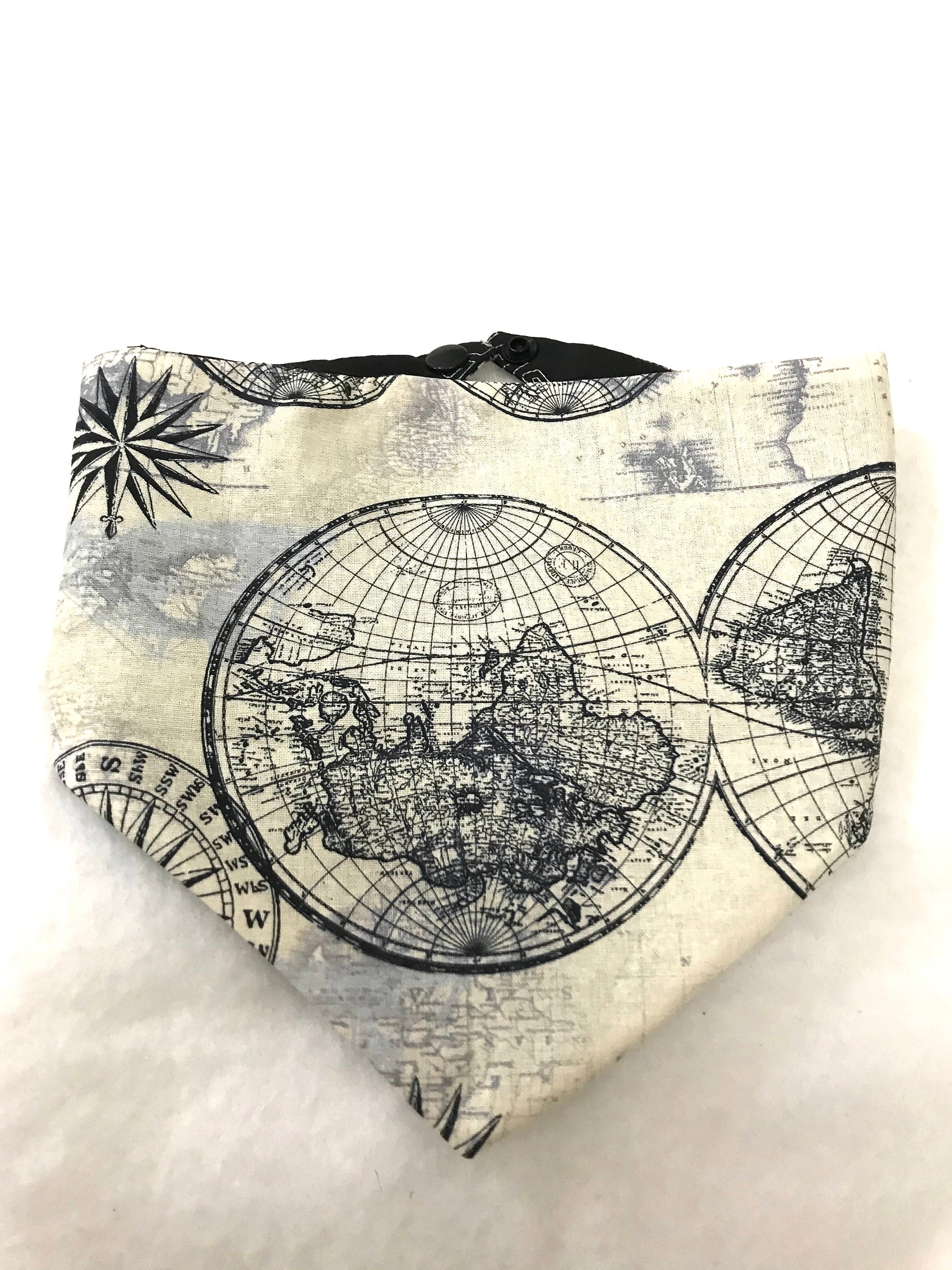 Reversible World Map and Compass Design and Black Wave - Etsy
