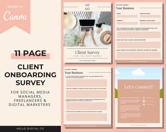 New Client Survey Template Client Questionnaire Canva | Etsy