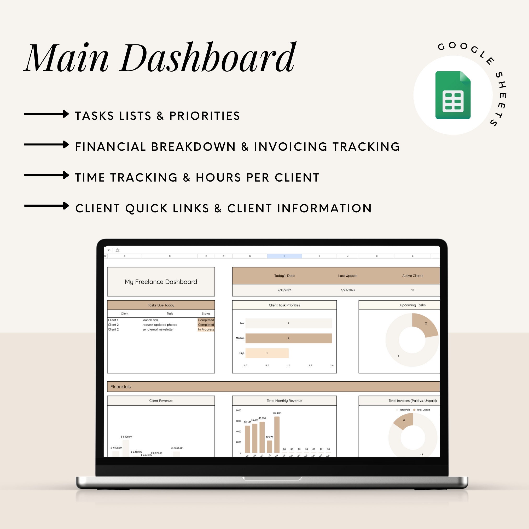 Client Dashboard, Client Tracker, Google Sheets, Dashboard Planner ...