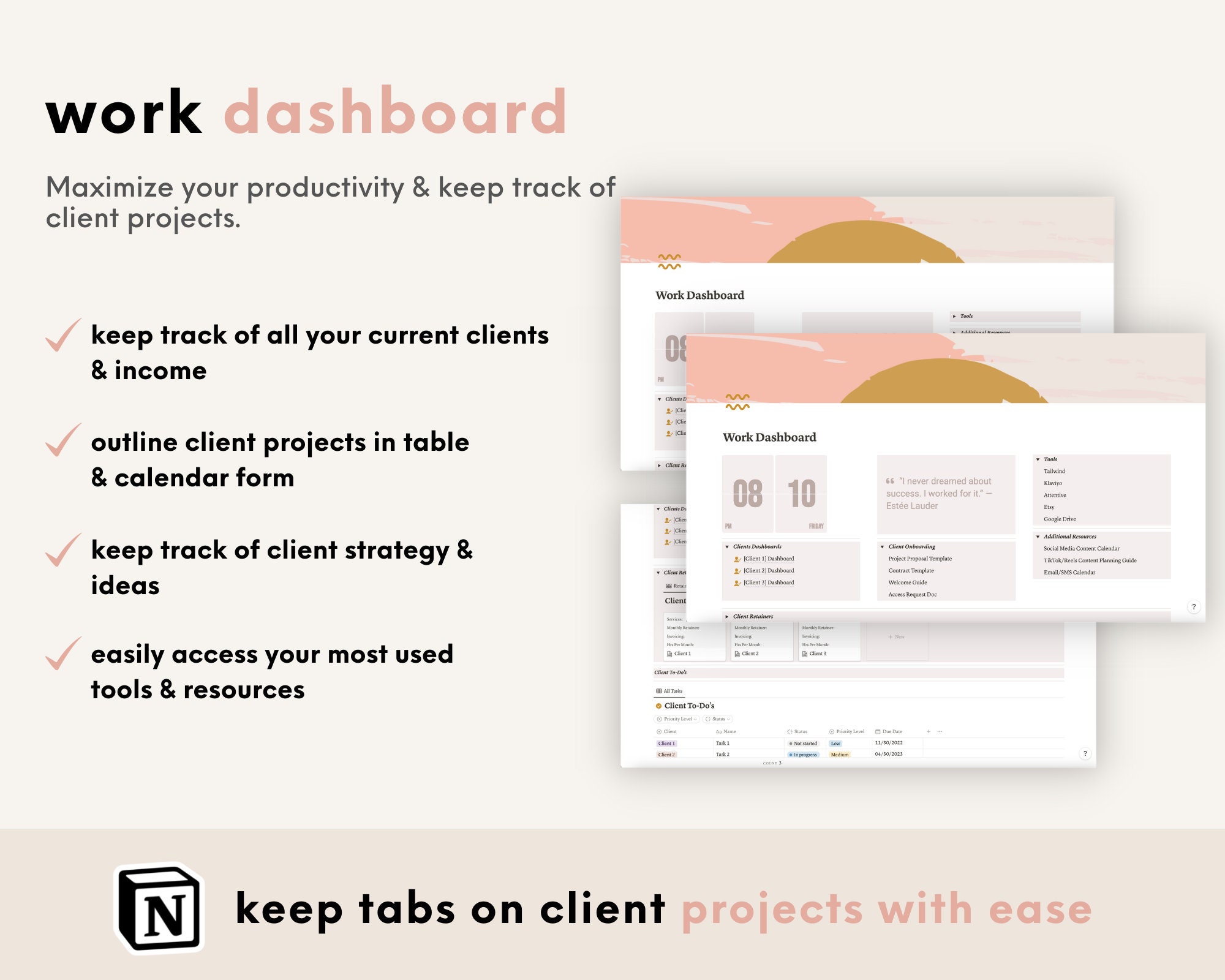 Notion Template Notion Planner Notion Template Life Planner Notion Dashboard for Freelancers ...
