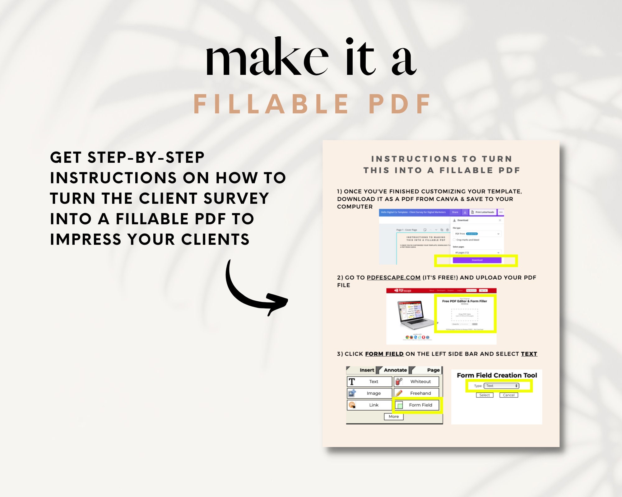 New Client Survey Template Client Questionnaire Canva | Etsy