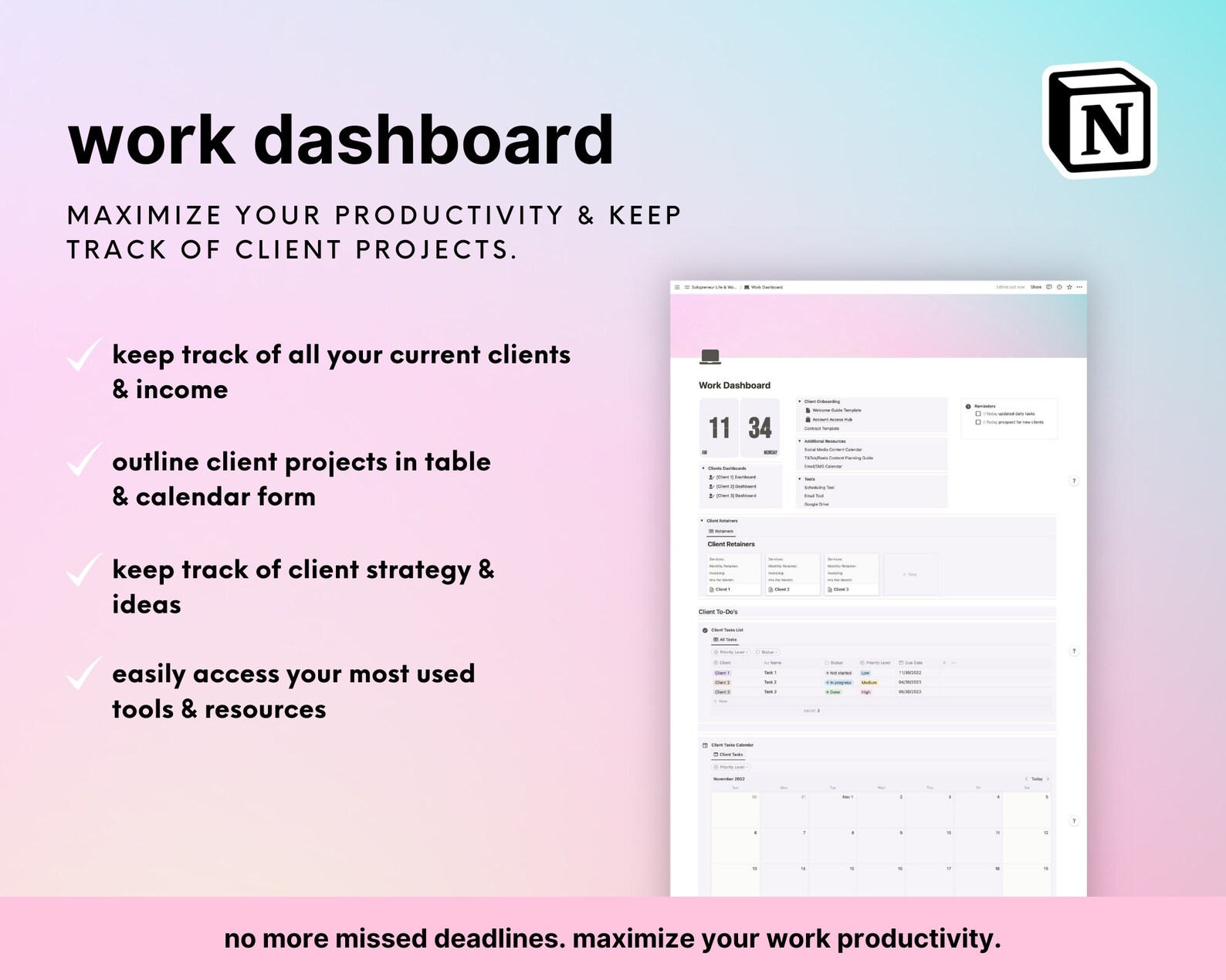 Notion Template | Notion Template for Freelancers | Notion Planner ...
