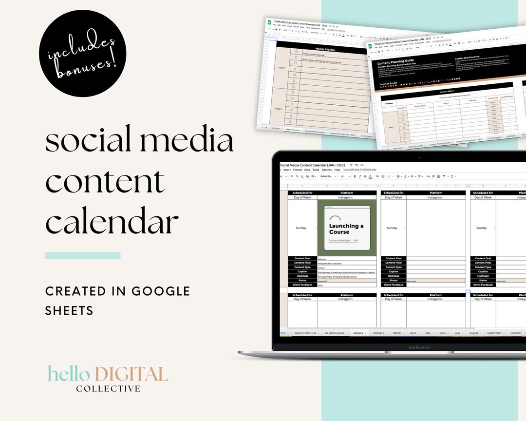 Social Media Content Calendar | Made in Google Sheets | Social Media ...