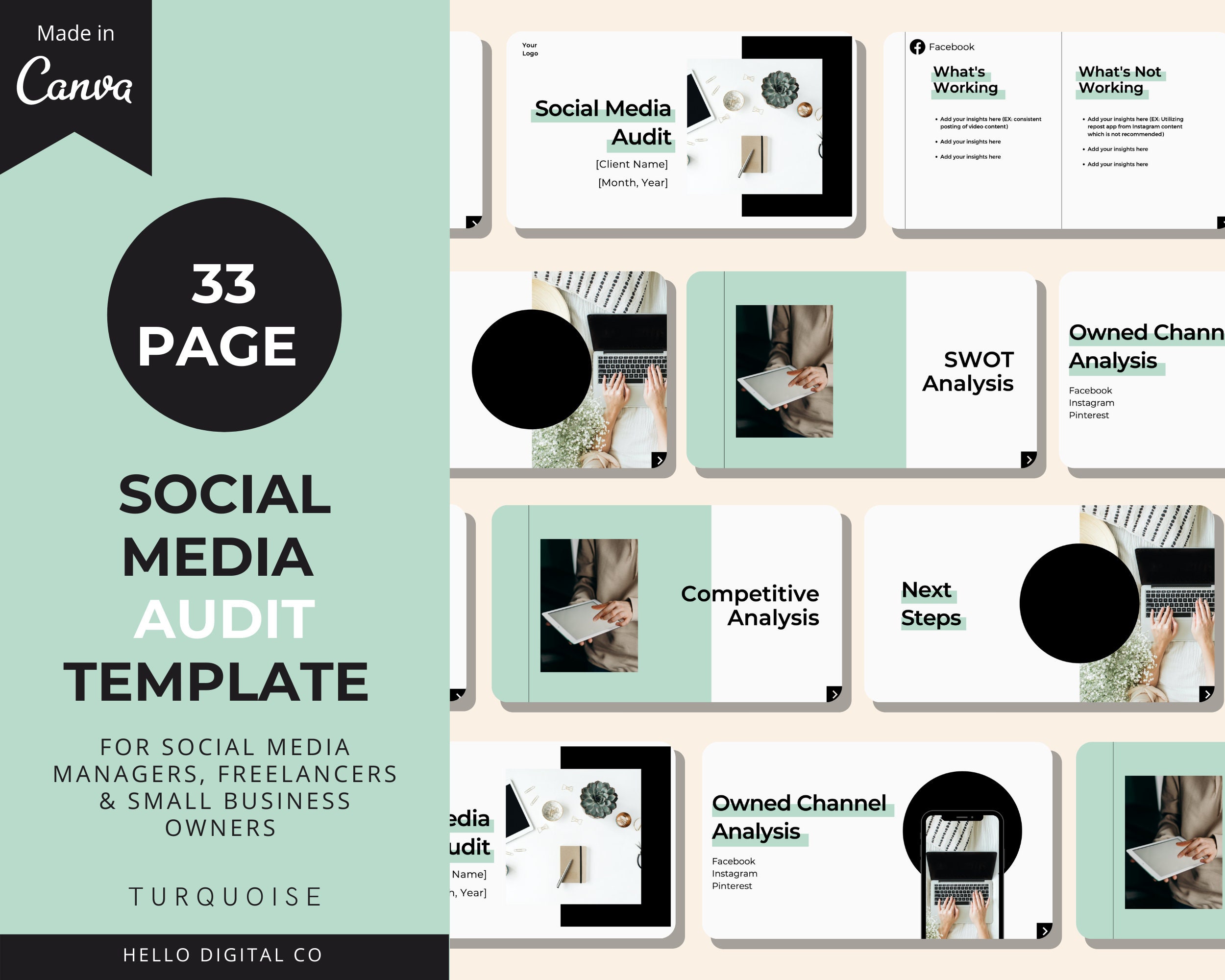 Social Media Audit Template | Social Media Presentation | Canva and ...