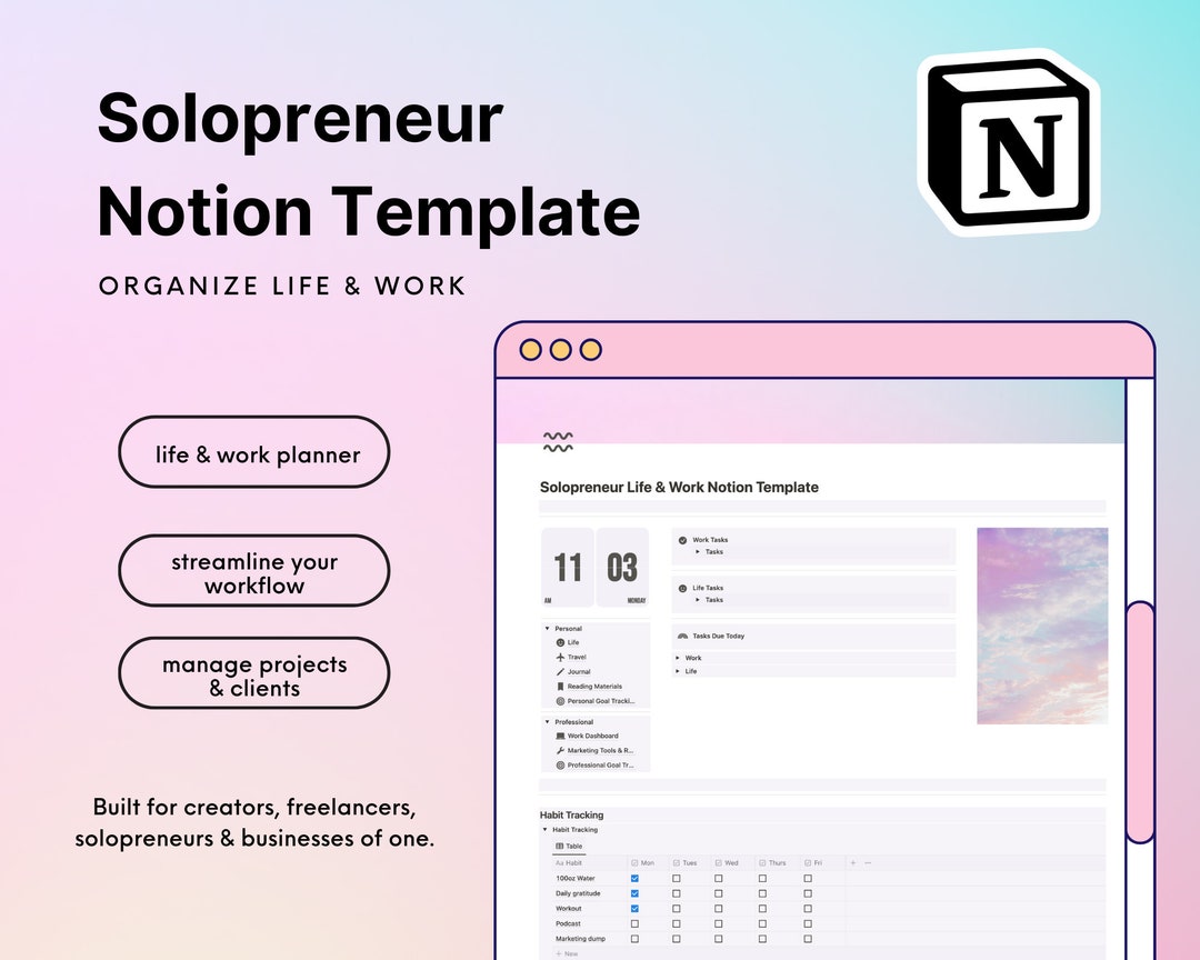 Notion Template | Notion Template for Freelancers | Notion Planner | Notion Dashboard | Notion ...