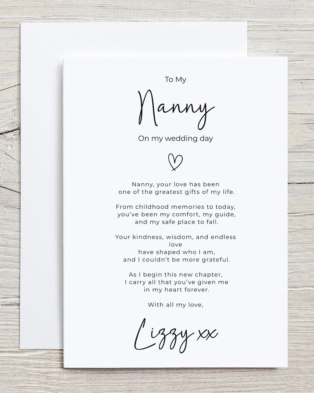 Personalised Wedding Day Card for Nanny – From Bride or Groom ...