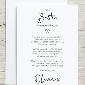 Personalised Wedding Card for Best Friend – to My Bestie on Your ...
