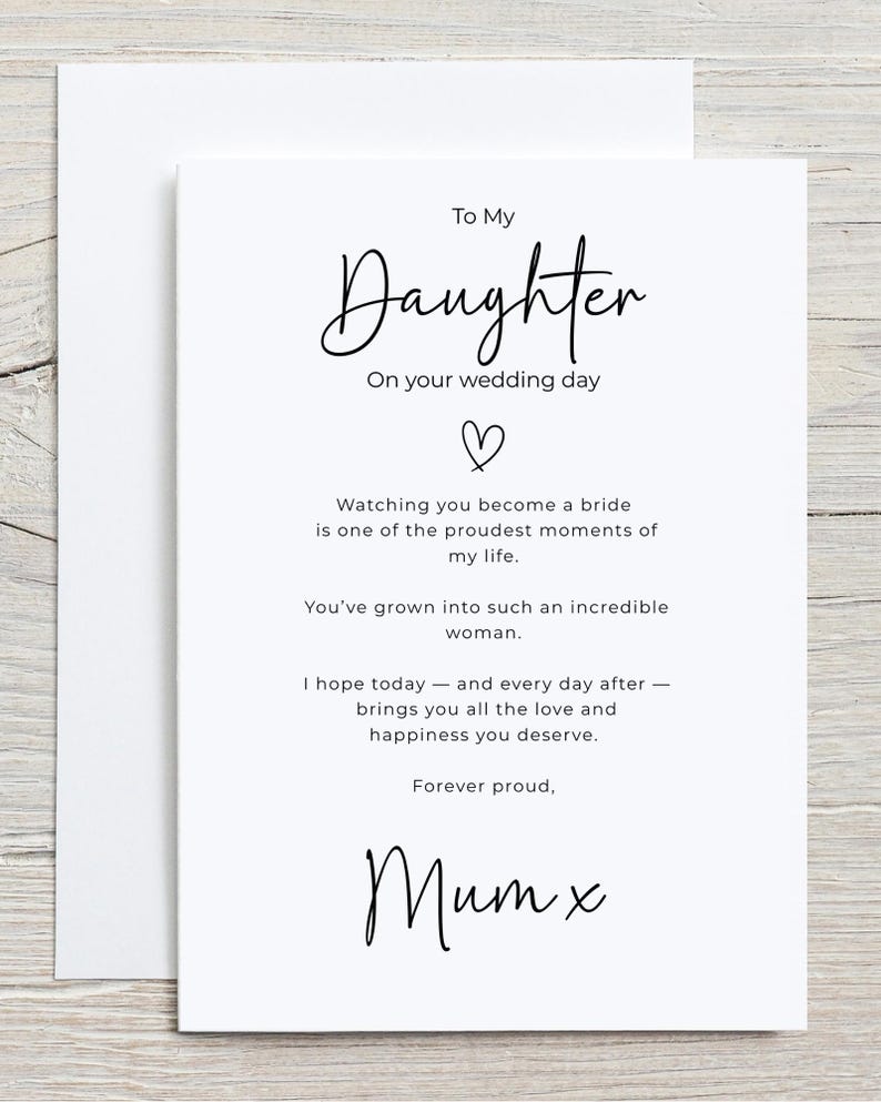 To My Daughter on Your Wedding Day – A6/A5 Card – 3 Message Options ...
