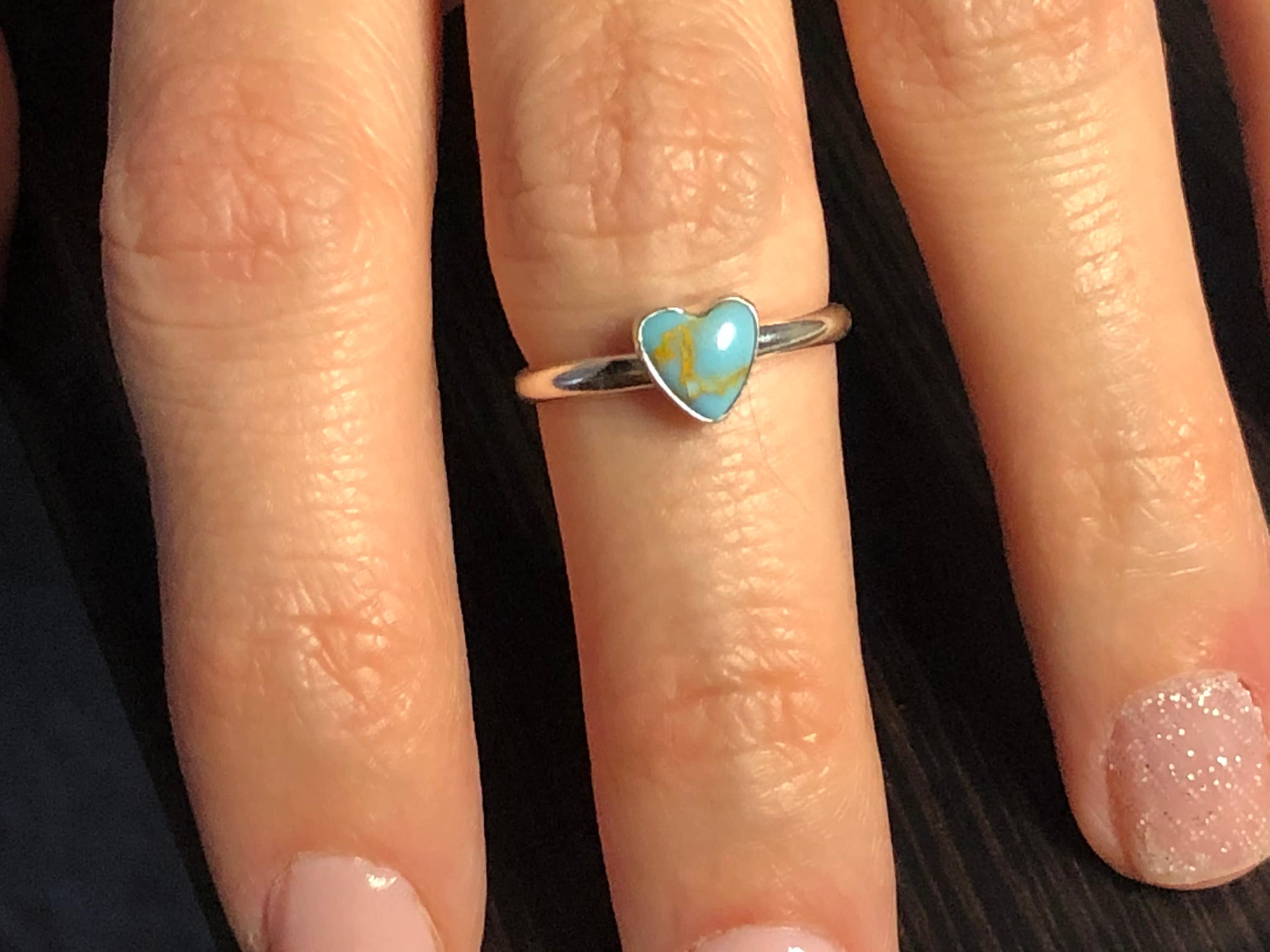 Turquoise Heart Ring/ Dainty/ Stackable/ Crackle Stone/ - Etsy Australia