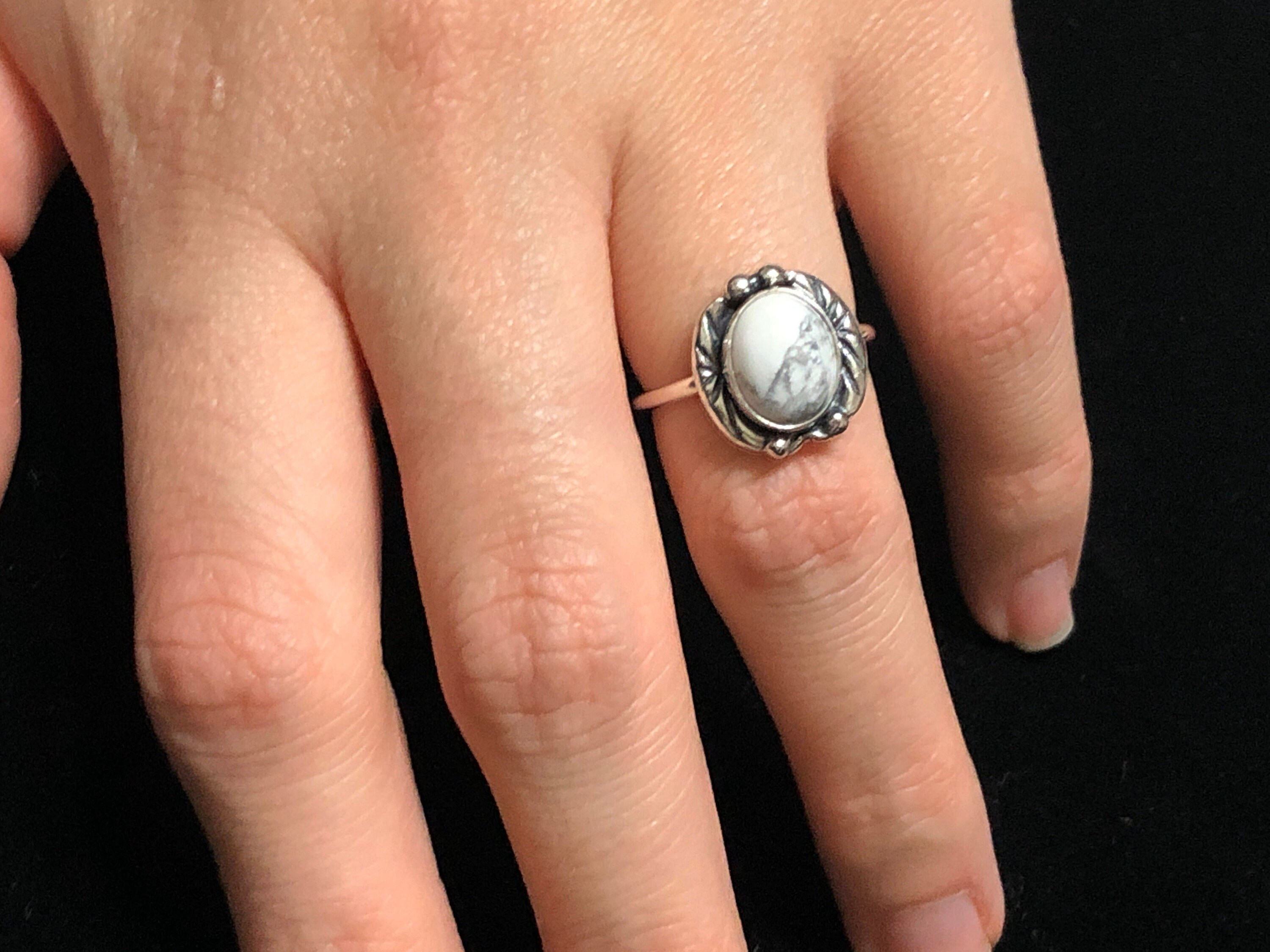 White turquoise ring /turquoise ring /handmade jewelry /.925 | Etsy