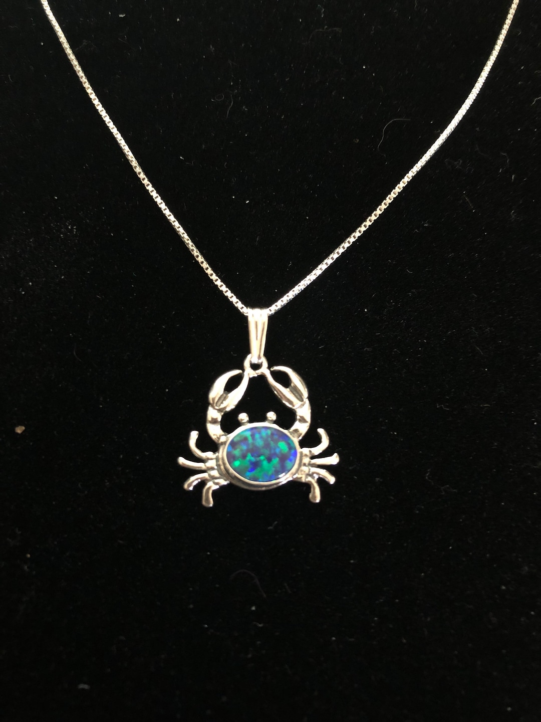 Opal Crab Necklace /box Chain /crab Pendants /.925 Sterling Silver ...