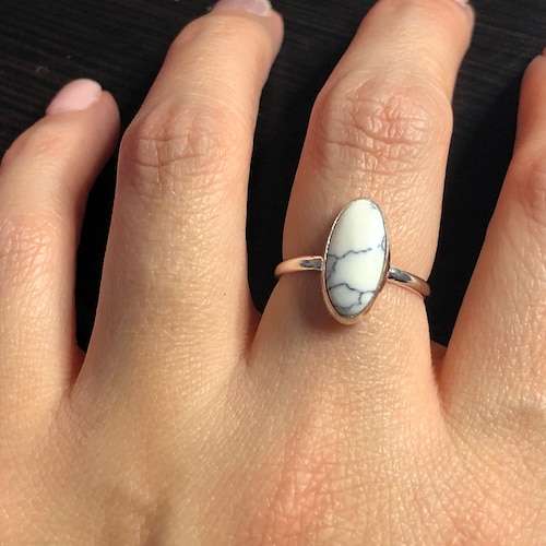 White Turquoise Ring/ White Buffalo Ring/ Handmade Jewelry/ | Etsy