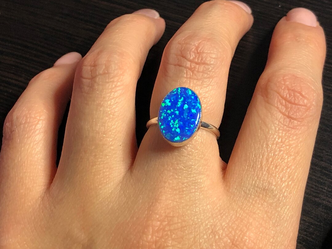 Anillo de ópalo azul profundo / joyería de ópalo de fuego / joyería ...