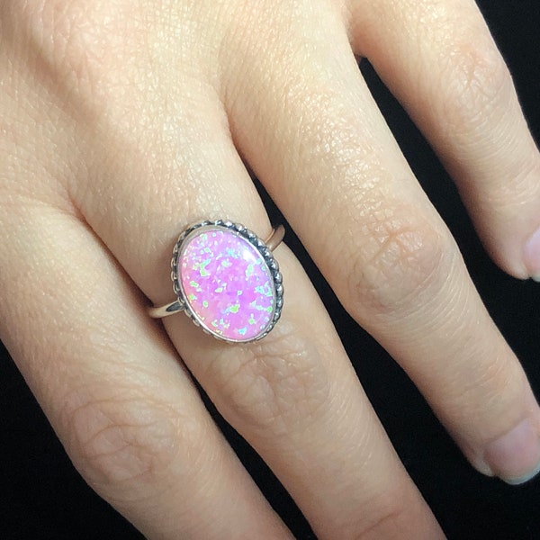 Pink Opal Ring - Etsy