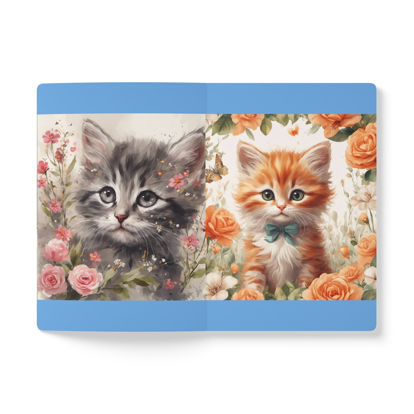 Cute Kittens 1 Blue Softcover Journal with Inside Prints - Etsy