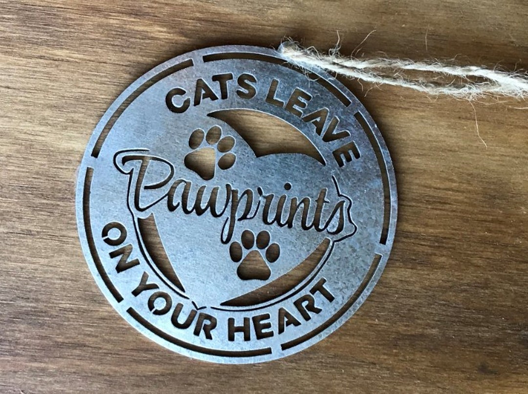 Galvanized Steel Cat Pawprints Ornament: Rustic Farmhouse Decor - Etsy