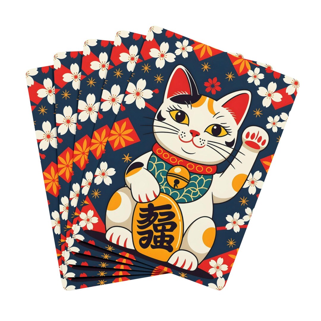 Japanese Lucky Cat Poker Playing Cards | Maneki Neko Card Deck - Etsy