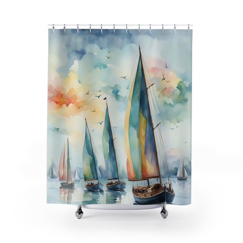 Sailboat Shower Curtain - Etsy