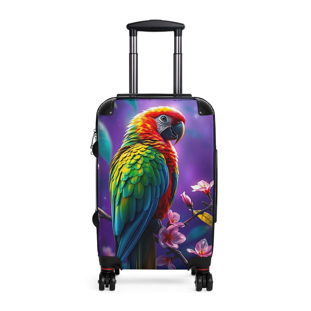 Parrot Suitcase: Tropical Blooming Branch Rolling Luggage - Etsy