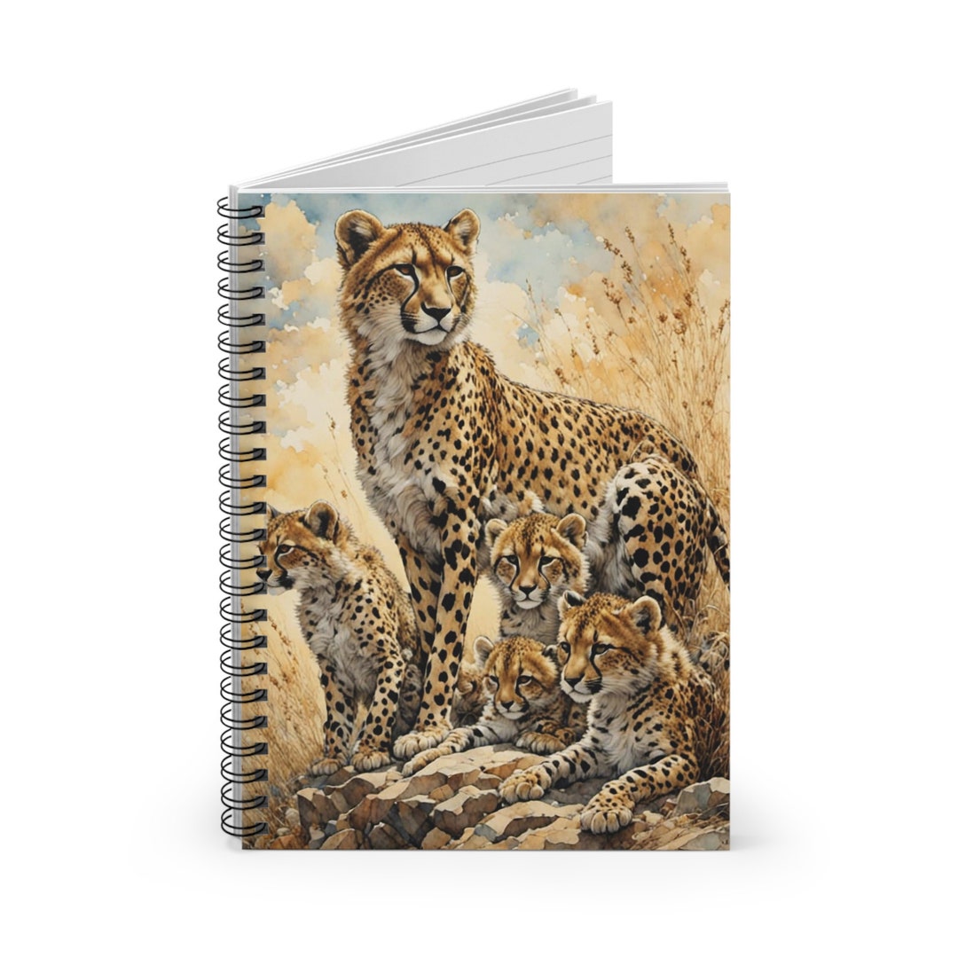 Cheetah With Cubs Spiral Notebook Journal Ruled Line - Etsy