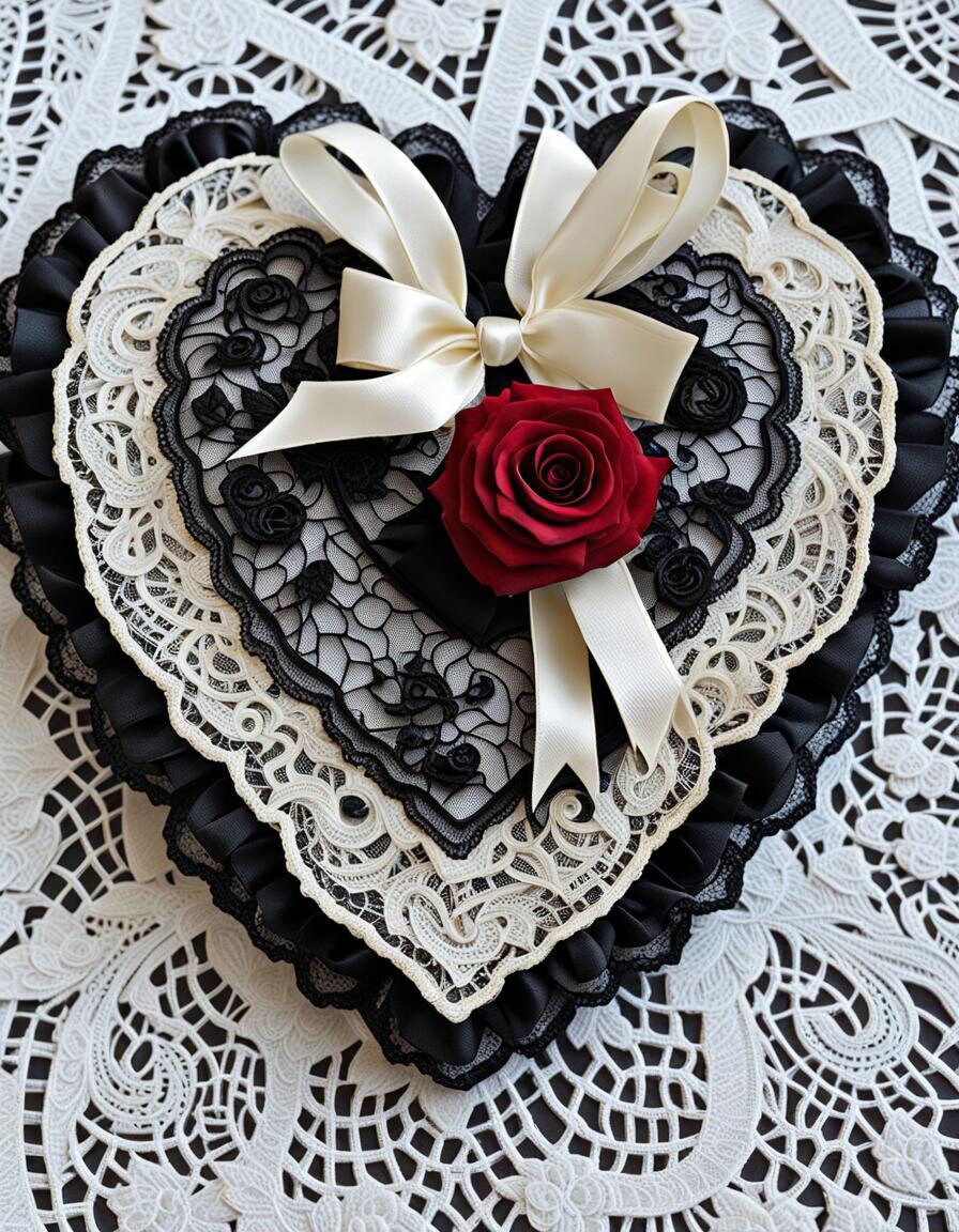 Lace Hearts With Roses Digital Images - Etsy