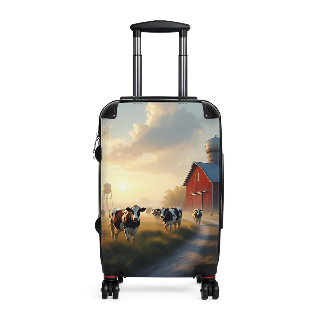 Spinner Suitcase With Cows on Farm Scene, Telescoping Handle & Lock, 3 ...