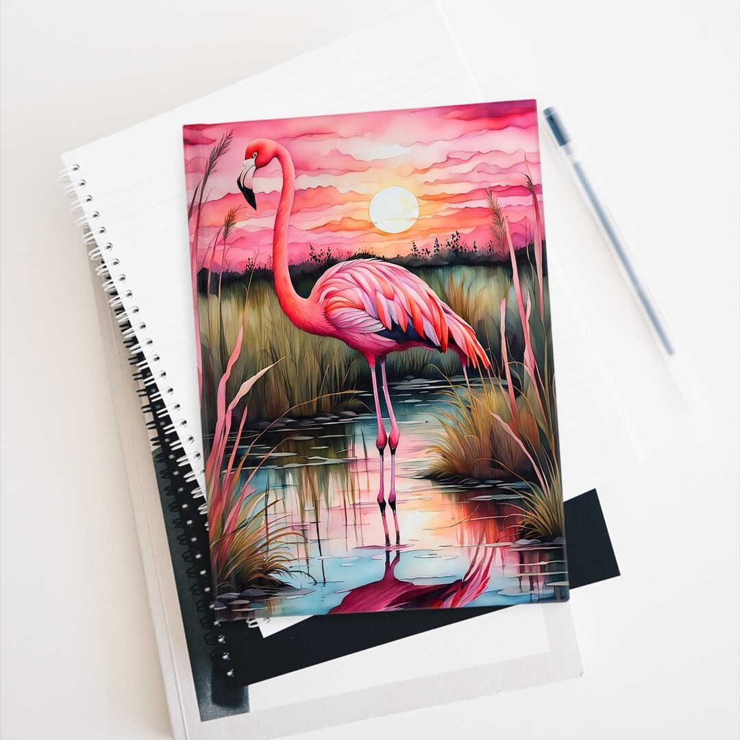 Pink Flamingo Journal Ruled Line - Etsy