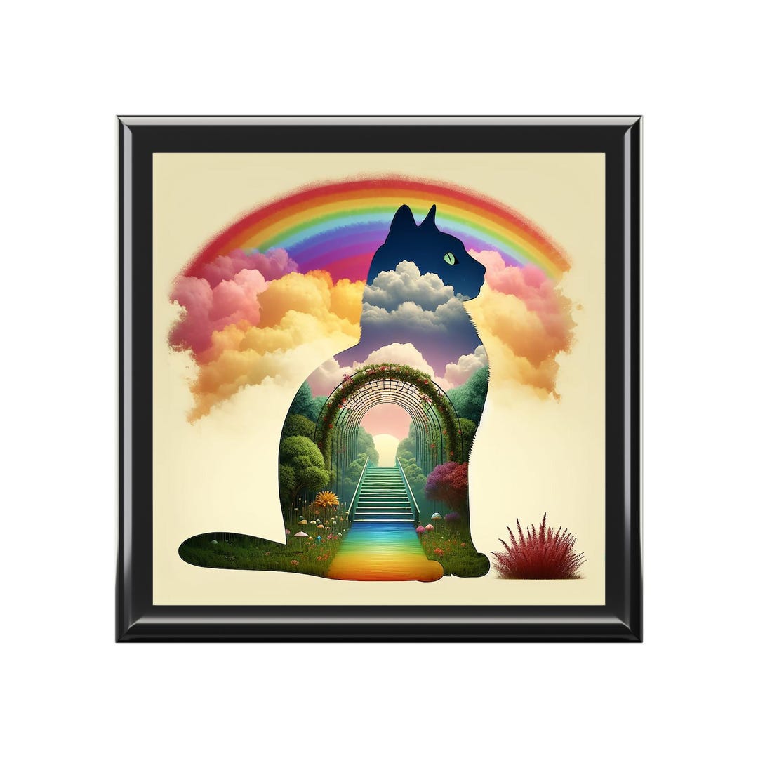 Cat Rainbow Bridge Jewelry Box, Pet Memorial Keepsake, Remembrance ...
