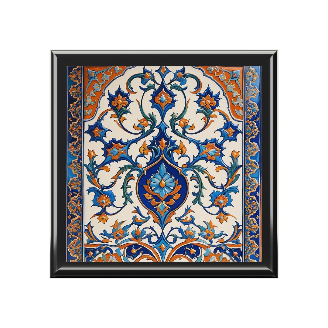 Turkish Tile Jewelry Box, Classic Design Organizer for Earrings and ...