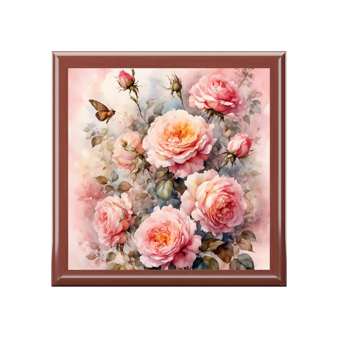 Pink Roses Jewelry Box - Etsy
