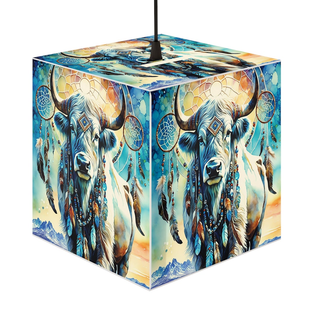 White Buffalo Light Cube Lamp - Etsy