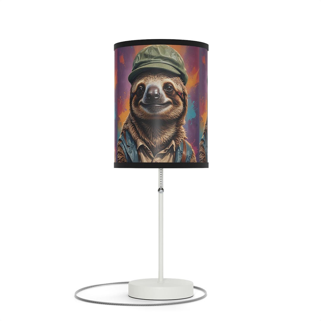 Sloth School Portrait Lamp on a Stand, USCA Plug - Etsy