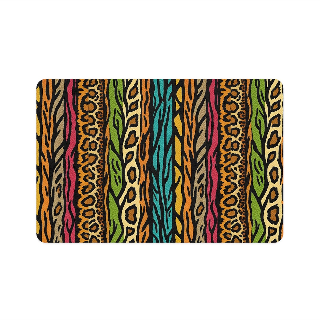 Bright Animal Print Stripe Pet Food Mat (12x18) - Etsy