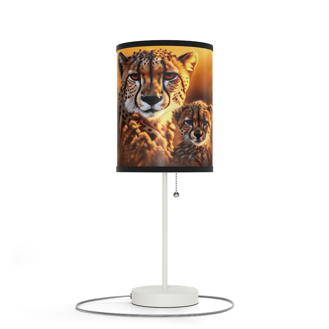 Cheetah With Cub Lamp on a Stand, USCA Plug - Etsy