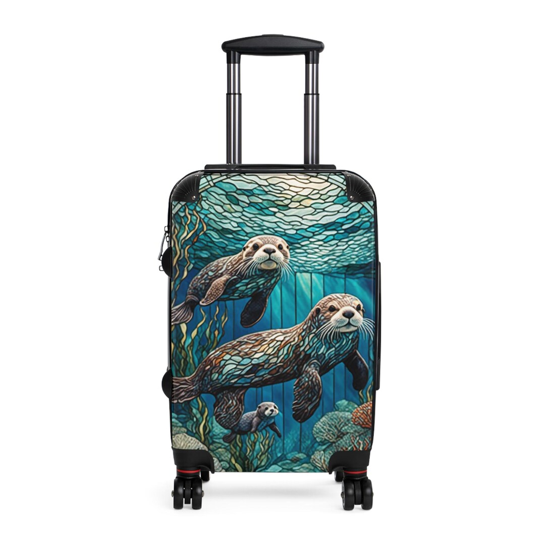 Sea Otters Stained Glass Art Print Suitcase - Etsy