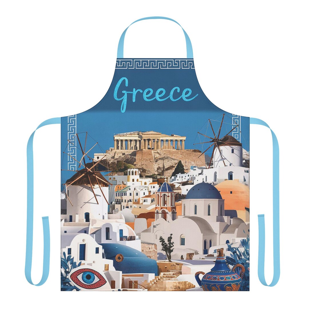 Greece Collage Apron, 4-color Straps (AOP) - Etsy
