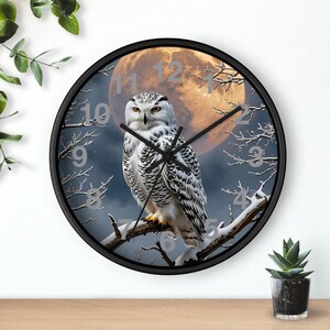 Moonlit Snowy Owl Wall Clock, 3 Colors, Choice of Hand Colors - Etsy