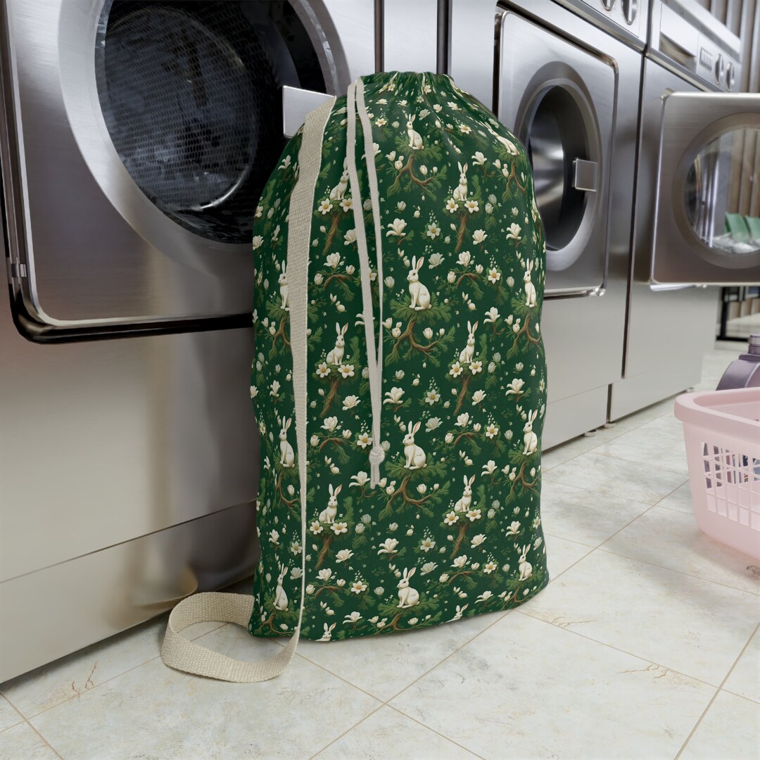 Woodland White Rabbits Laundry Bag - Etsy
