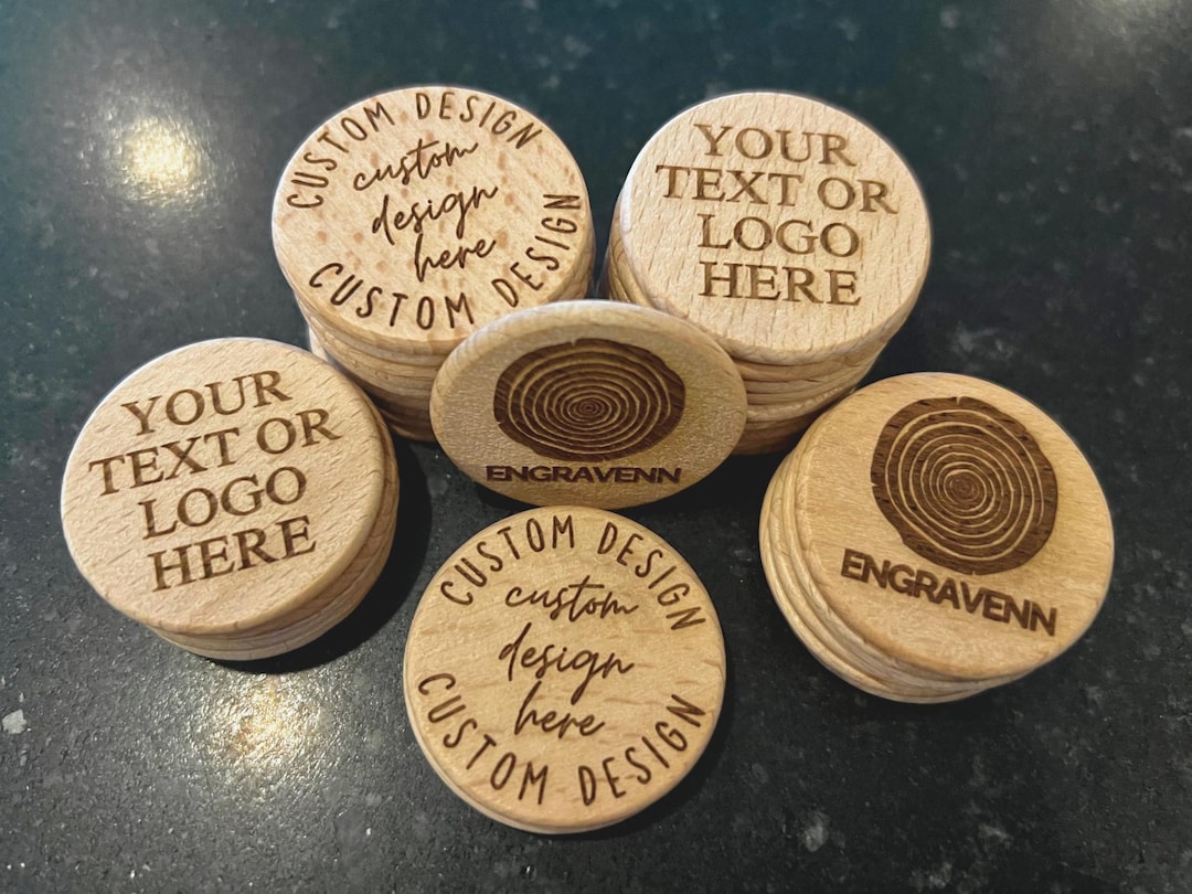 Personalized Wood Coin Tokens, Custom Engraved Wood Round Party Favor ...