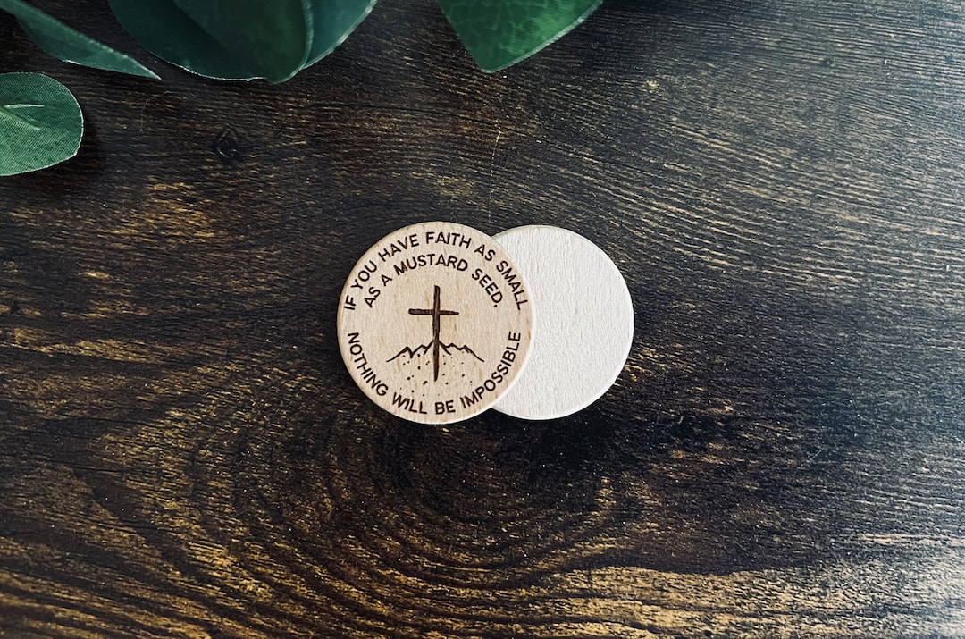 Mustard Seed Wood Token of Faith Bible Verse Engraved Wooden Coin Have ...